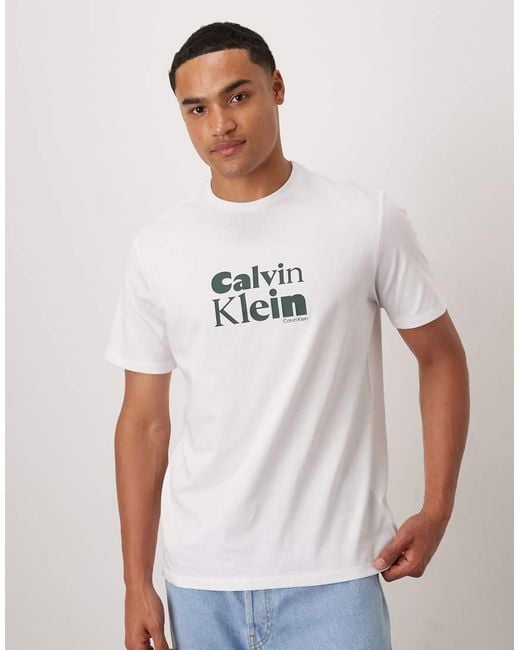 Calvin Klein Large Logo Font T-shirt in White for Men | Lyst UK