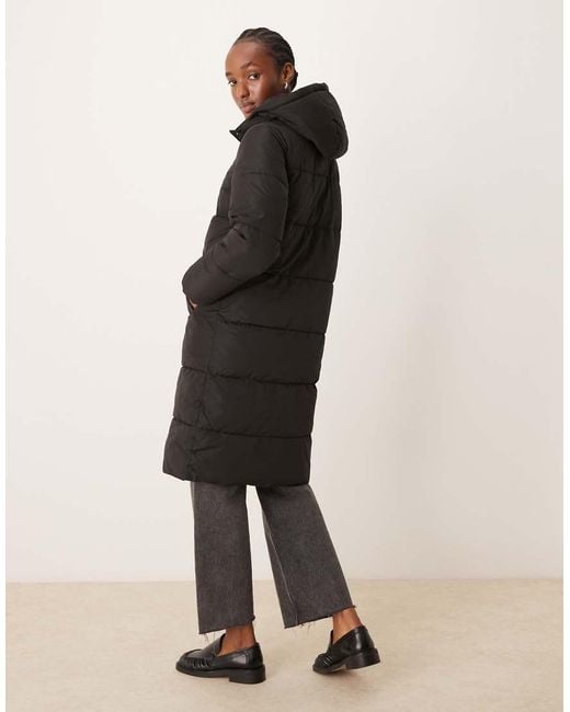 New Look Puffer Longline Coat in Black | Lyst UK
