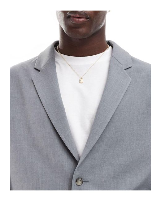 ASOS Boxy Slouchy Suit Jacket in Grey for Men | Lyst UK