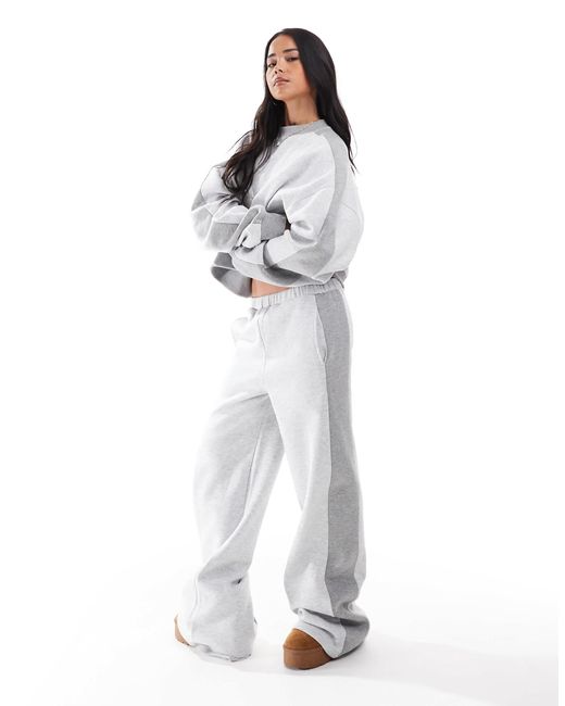 ASOS Wide Leg Sweatpants With Panel Detail in White | Lyst