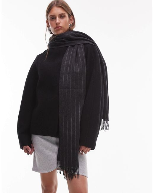 & Other Stories Premium Wool Fringe Stripe Scarf in Blue | Lyst