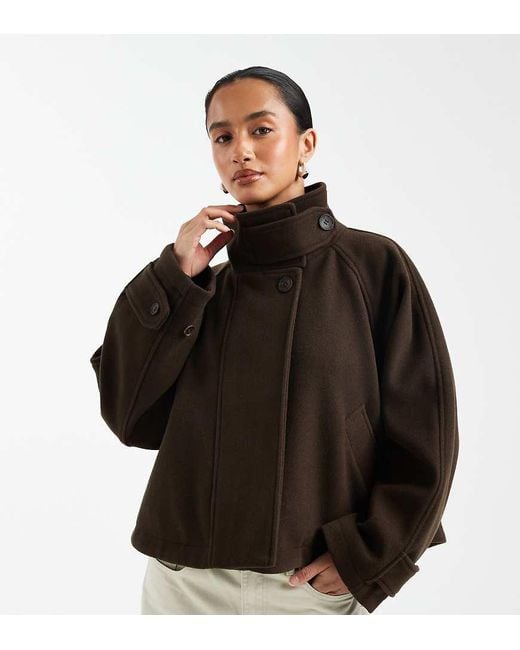 ASOS Asos Design Petite Cropped Cape Formal Coat in Black | Lyst UK