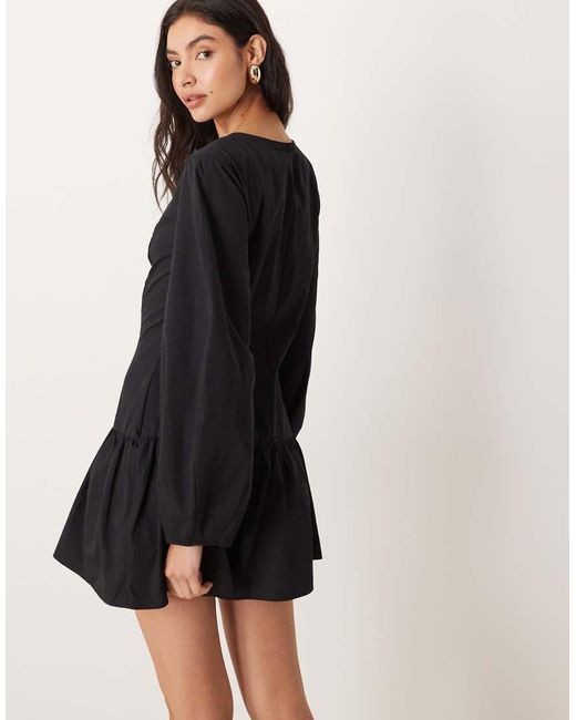 ASOS Cocoon Sleeve Drop Waist Mini Dress in Black | Lyst UK