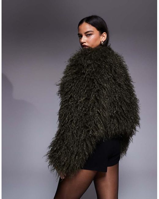 ASOS Asos X The Sourced Collection Cropped Faux Fur Coat | Lyst UK