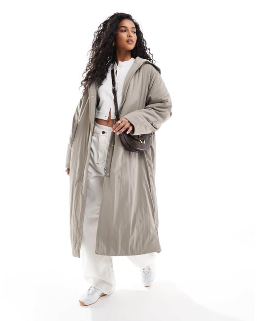 ASOS Clean Longline Puffer Coat With Hood in White | Lyst