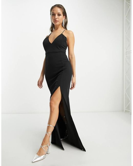 NA-KD X Mimi Ar Split Detail Maxi Dress in Black | Lyst UK