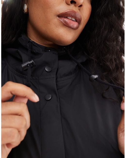 ASOS Asos Design Curve Rubberised Rain Parka Coat in Blue | Lyst
