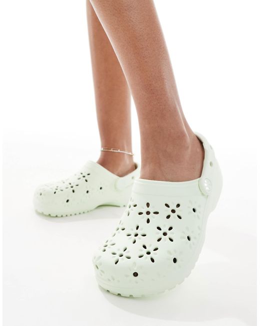 Crocs™ Classic Floral Cut Out Clogs in White | Lyst