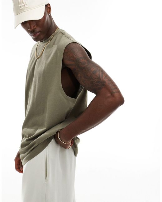 ASOS Heavyweight Oversized Tank in Brown for Men | Lyst