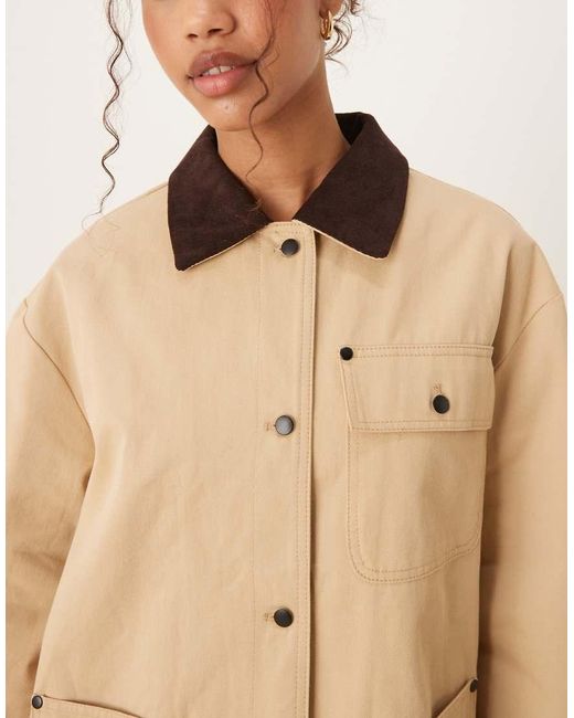 ASOS Quilted Bomber With Yoke Detail in Natural | Lyst UK