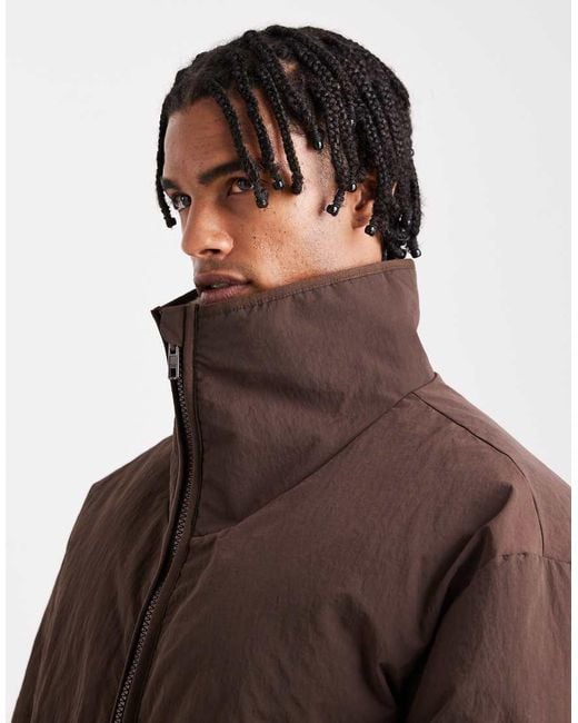 ASOS Borg Lined Puffer in Brown for Men | Lyst UK