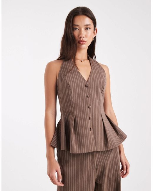 ASOS Halterneck Vest in Brown | Lyst