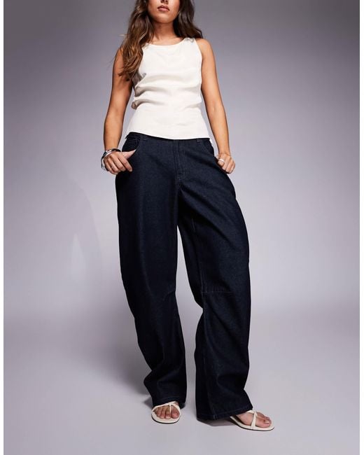 Kaiia Exclusive Cotton Rich Barrel Leg Denim Jeans in Blue | Lyst