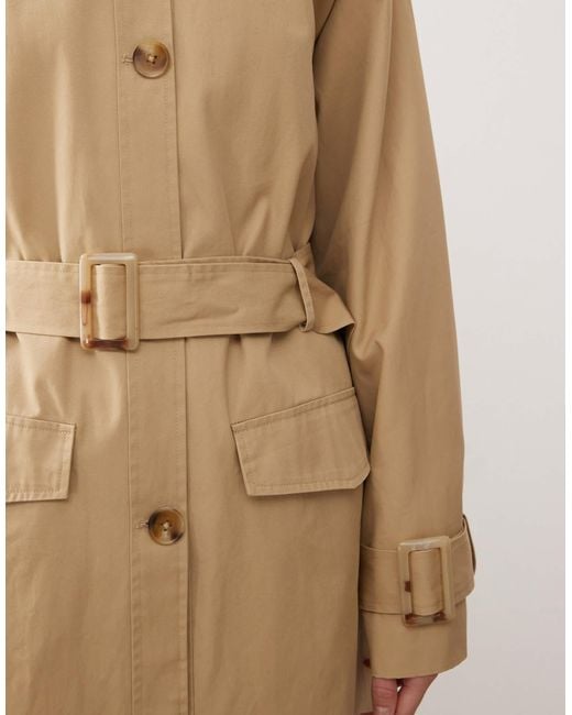 Reclaimed (vintage) Mac Trench With Belt And Cape Detail in Natural | Lyst