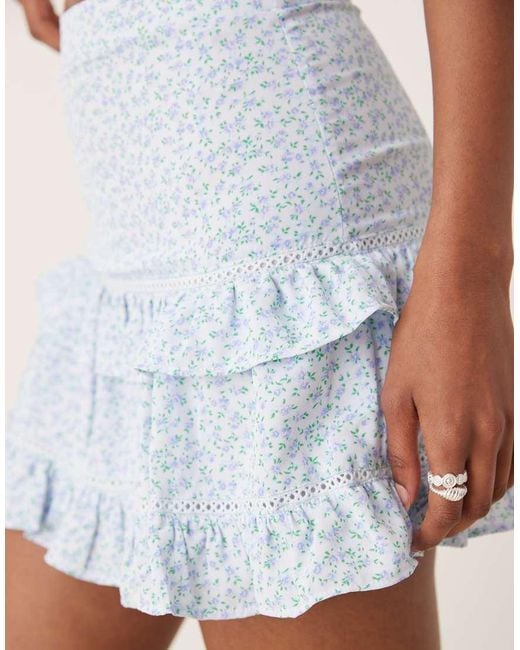 Glamorous Mini Vintage Rose Ruffle Mini Skirt in Natural | Lyst UK