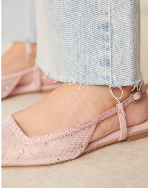ASOS Lorraine Slingback Ballet Flat in Natural | Lyst
