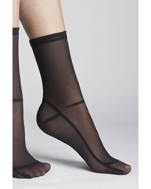 Darner Nylon Sheer Socks Black In Black Lyst