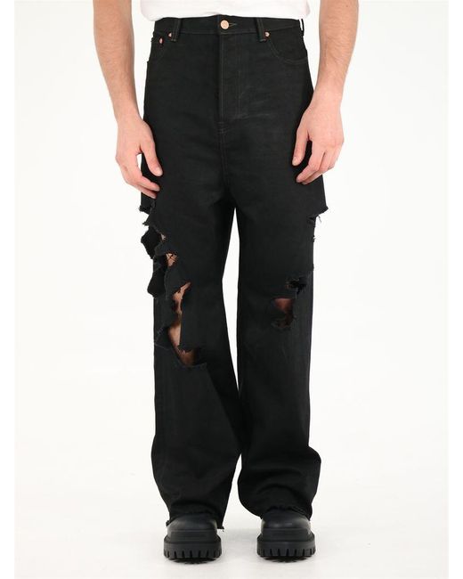 Balenciaga Denim Destroyed Large Baggy Pants in Black for Men - Lyst Balenciaga Denim Destroyed Large Baggy Pants in Black for Men - Lyst