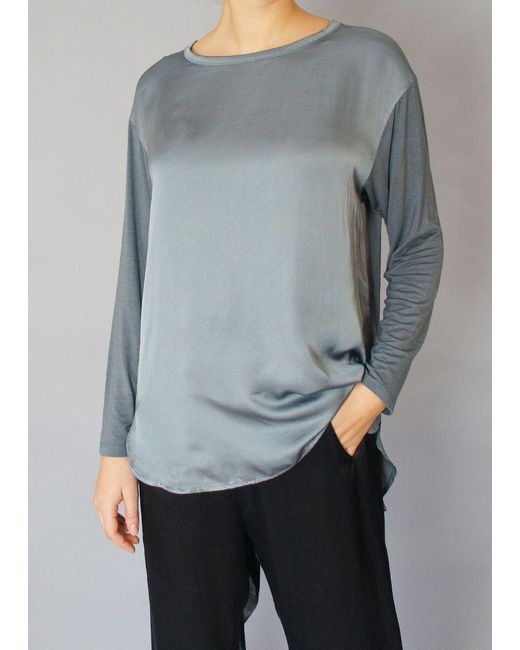 Busby & Fox Jo Satin Mix Top in Grey (Grey) - Lyst