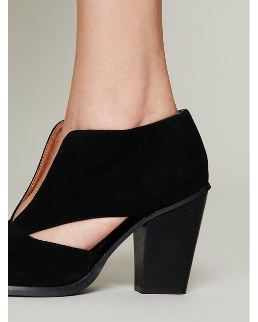 Free people Deep V Ankle Boot in Black (Black Suede) | Lyst