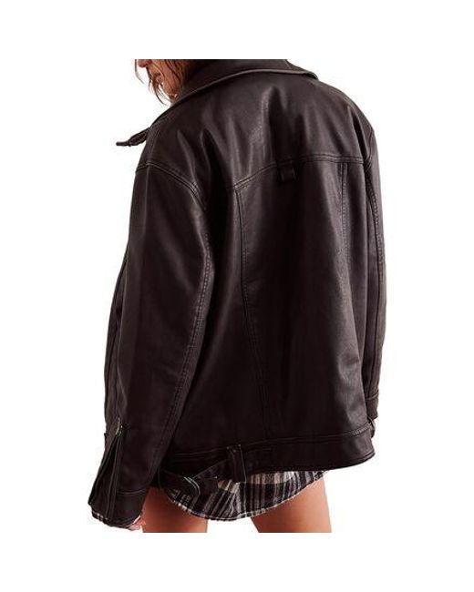 Free People Buckle Up Vegan Leather Jacket in Brown | Lyst