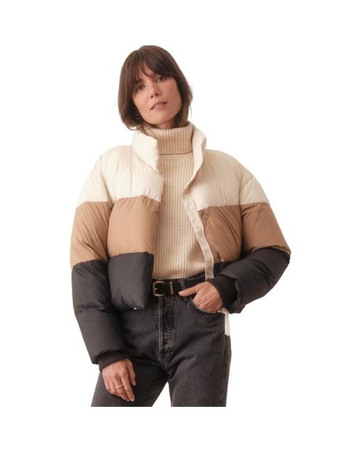 Marine Layer Gia Crop Puffer Jacket in Brown | Lyst
