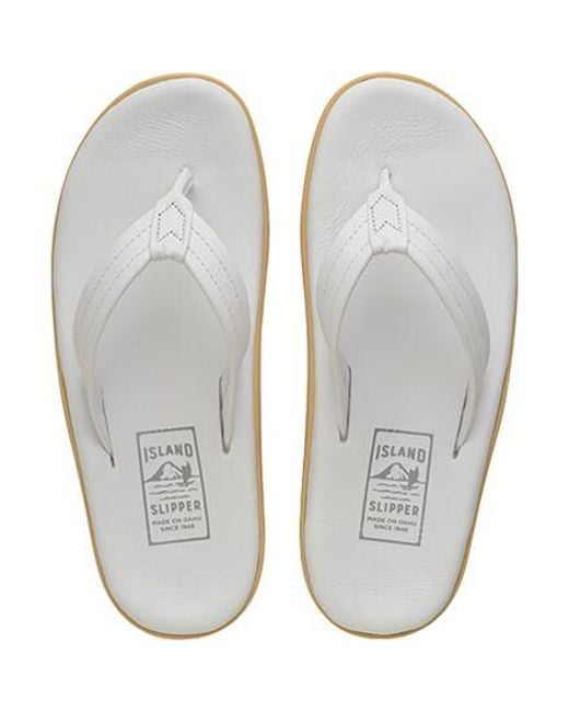 Island Slipper Classic Leather Flip Flop in White | Lyst