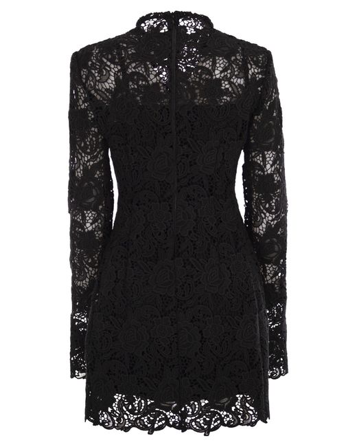 Sportmax Tefrite05 Short Floral Macramé Dress in Black | Lyst UK