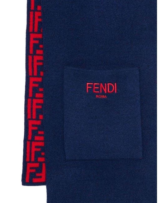 Fendi Reversible "Ff" Logo Scarf in Blue | Lyst UK