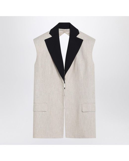 Erika Cavallini Semi Couture Linen Waistcoat With Open Back in White | Lyst