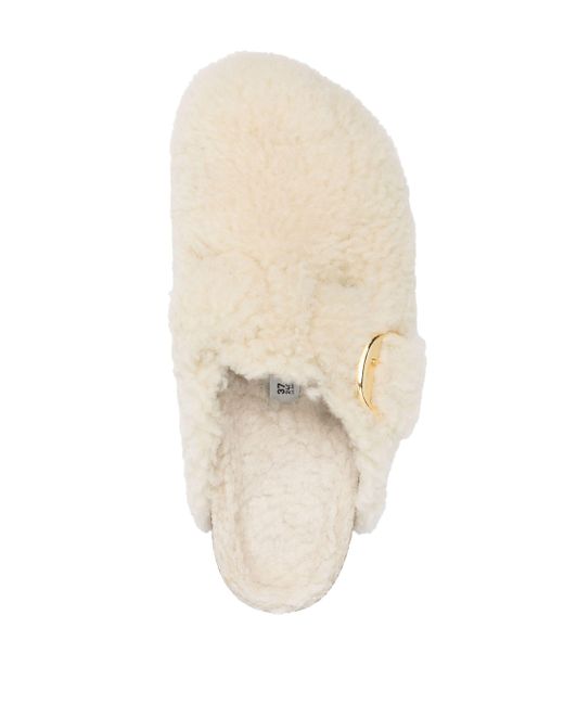 Birkenstock Boston Big Buckle Shearling Teddy Eggshell 1025664 in White ...