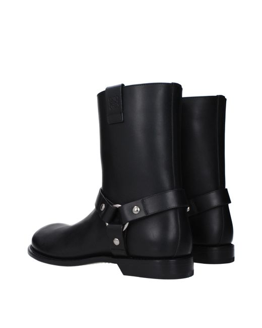 Loewe Boots Campo Biker Leather in Black | Lyst