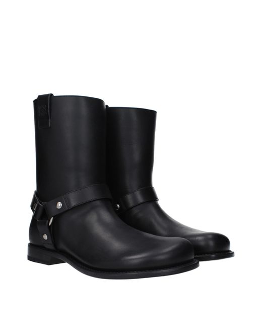 Loewe Boots Campo Biker Leather in Black | Lyst