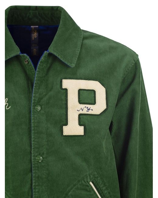 Polo Ralph Lauren Reversible Letterman Jacket in Green for Men | Lyst