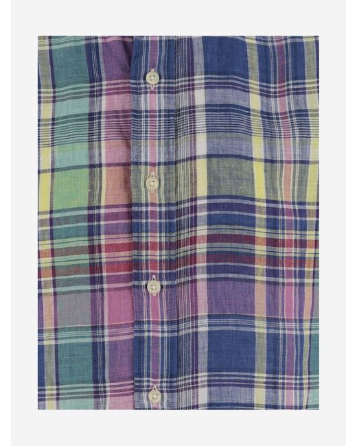 Polo Ralph Lauren Linen Shirt With Check Pattern in Blue | Lyst