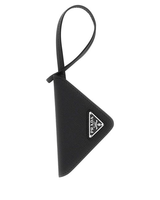 Prada Leather Name Tag in Black for Men | Lyst