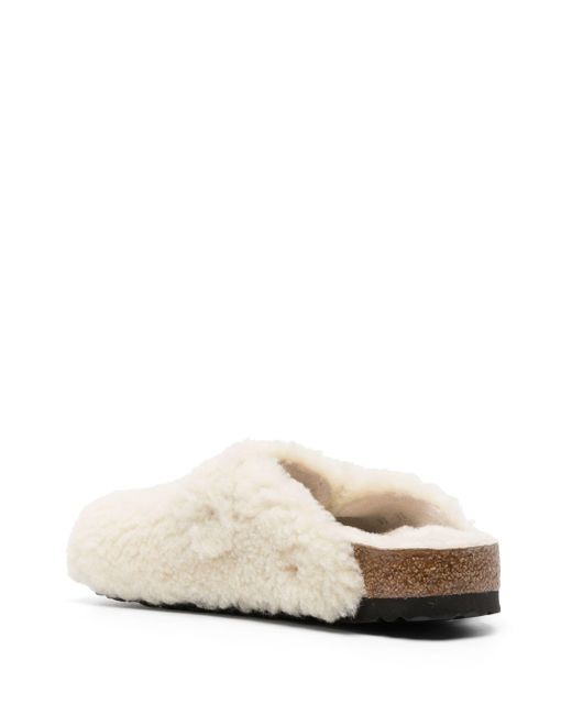 Birkenstock Boston Big Buckle Shearling Teddy Eggshell 1025664 in White ...