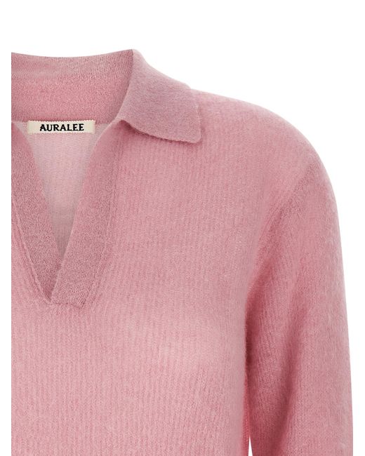 AURALEE Polo de hilo Tam de mujer de color rosa