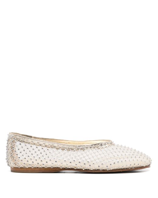 Forte Forte Strass Mesh Ballerina Shoes in White | Lyst