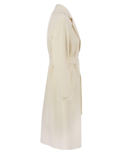 Max Mara Studio Cles Wool, Cashmere And Silk Coat in Natural | Lyst
