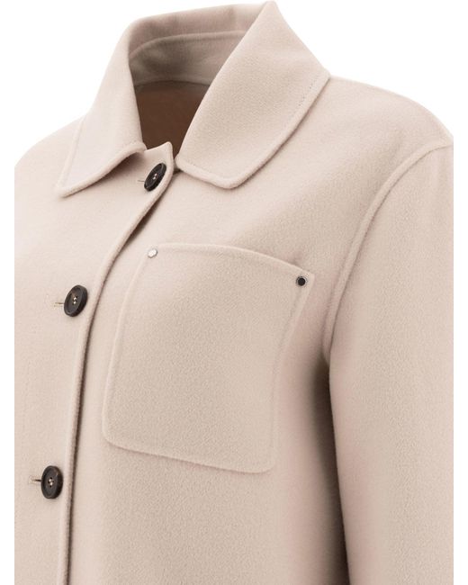 Max Mara Wool Short Coat Coats in Natural | Lyst