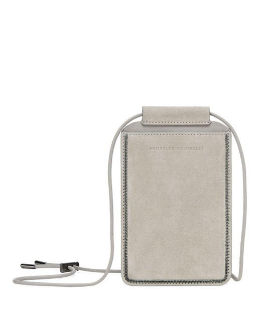 Brunello Cucinelli Suede Phone Cover in Grey | Lyst UK