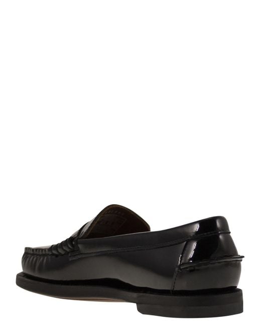 Sebago Classic Dan Smooth Leather Moccasin in Black | Lyst