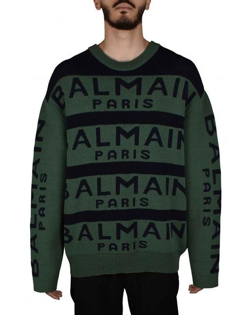 Balmain Sweater in Green for Men | Lyst UK