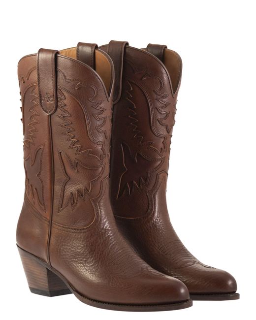 Polo Ralph Lauren Leather Cowboy Boots in Brown | Lyst UK