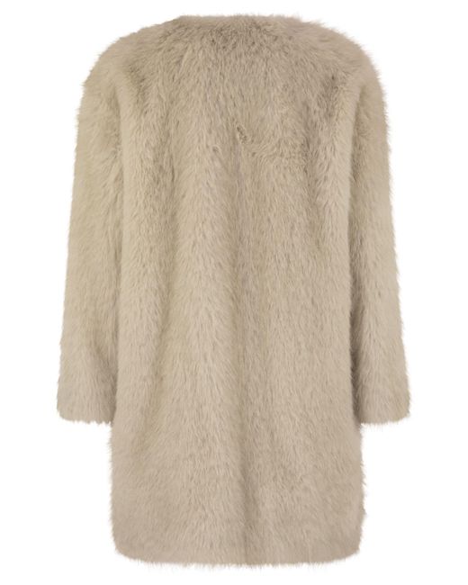 Max Mara Eros Faux Fur Coat in Natural | Lyst UK