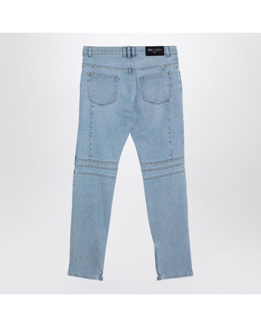 Balmain Light Denim Biker Jeans in Blue for Men | Lyst