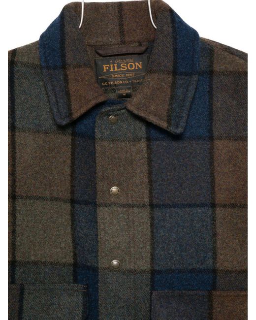 Filson Mackinaw Checked Wool Jacket in Black for Men | Lyst UK