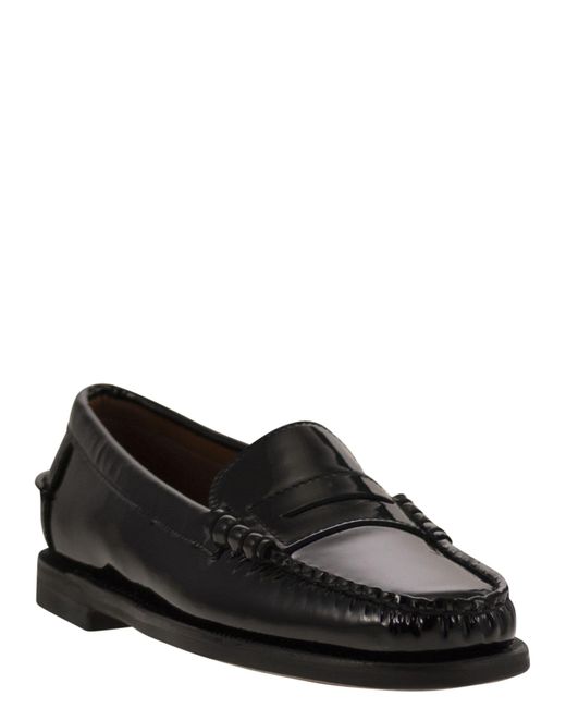 Sebago Classic Dan Smooth Leather Moccasin in Black | Lyst