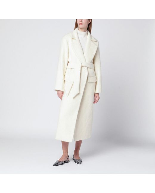 Almada Label Cream Robe Coat in White | Lyst UK